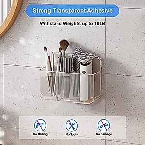 Diesisa Plastic Wall Mount Organizer, Adhesive Clear Storage Organizer with 2 Compartments, No Drilling Hang Walls, with Self Adhesive Tape, for Kitchen, Bathroom, Bedroom, Cabinet,Office