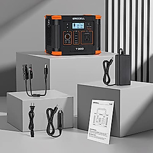 Portable Power Station 300W, GRECELL 288Wh Solar Generator with 60W USB-C PD Output, 110V Pure Sine Wave AC Outlet Backup Lithium Battery for Outdoors Camping Travel Hunting Home Blackout (600W Surge)
