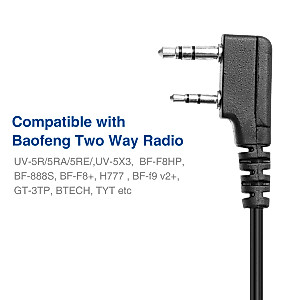 BAOFENG Walkie Talkie Speaker Mic Microphone, Remote Shoulder Police Mic UV-5R BF-F8HP 5RM UV-21R K5PLUS GM-15 Pro UV-5G Plus GM-5RH UV-17R TIDRADIO TD-H3 TD-H8 Quansheng UV-K5