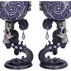 Nemesis Now B5168R0 Deaths Desire Twin Skull Heart Set of Two Goblets, Purple, 18.5cm