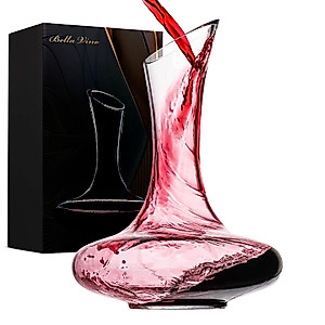 Large Elegant Wine Decanter with Aerator Pourer - Clear Hand Blown 100% Lead-Free Crystal Glass Wine Carafe - Red Wine Decanter Bottle, Wine Lovers Accessory Gift - 1600ml.