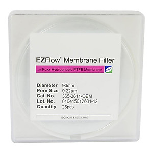 Foxx Life Sciences-365-2811 EZFlow Hydrophobic PTFE Membrane Filters, 0.22um, 90mm Diameter Filter Discs, 25/PK