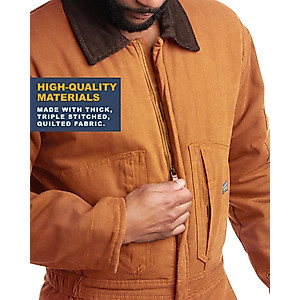 Bass Creek Outfitters Men's Coveralls – Water Resistant Insulated Long Sleeve Duck Canvas Jumpsuit (Sizes: M-XXL), Size Large, Wheat