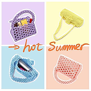 YUSHINY Women Candy Color Beaded Acrylic Handbag Evening Handmade Bags for Wedding Party (Clear)