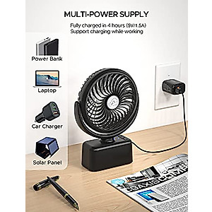 Battery Operated Stroller Fan with Flexible Tripod Clip On, 3 Speeds and 270°Auto Oscillating, Portable Personal Handheld Fan for Car Seat Crib Bike Treadmill……