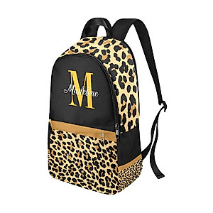 Personalized Personalized Leopard Print Casual Daypack Bag with Name Custom Backpack for Man Woman Girl Boy Gifts