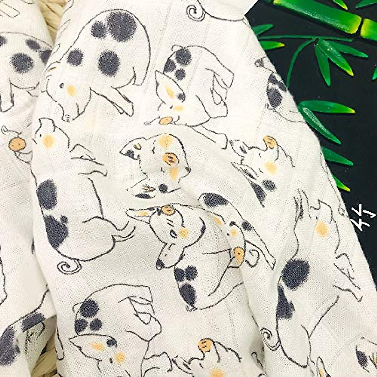 Ultra Soft Bamboo Muslin Swaddle Blankets Premium Receiving Blanket for Boys & Girls Luxurious Soft and Silky 47" x 47" Pig Blanket (Pig)