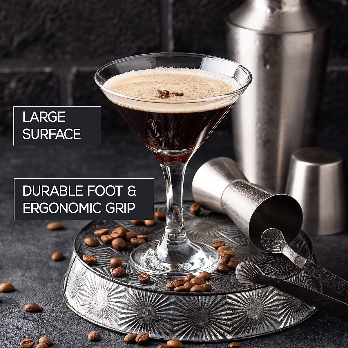 Volarium Martini Glasses Set of 4, Classics 4 Piece Martini Set, Perfect Cocktail Glasses, 6 Ounce Capacity