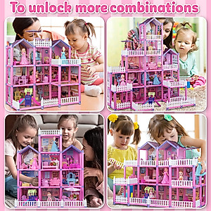 292-Piece Pink Princess Castle Dollhouse Playset with Dolls, Furniture & Accessories - For 3-10 Year Old Girls