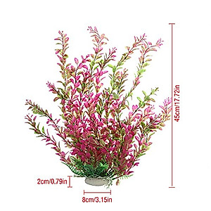 Mayitr 18" Plastic Water Plant for Aquarium Fish Tank Ornament, Rhodo Red
