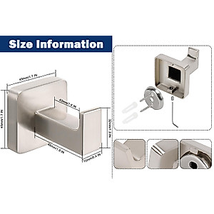 NearMoon Bath Towel Hooks -SUS304 Stainless Steel Square Clothes Robe Hooks Hanger, Heavy Duty Coat Hooks for Bathroom Livingroom Hotel Kitchen Garage, Wall Mounted - 3 Pack (Brushed Nickel)