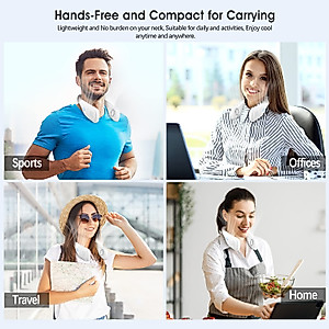 YUSSOT Neck Fan, Portable Neck Fan Rechargeable, Hands Free Bladeless Fan, Battery Powered Wearable Personal Fan, Low Noise Long Time Use 360° Cooling Bladeless Personal Cooling Fan, 3 Speeds White