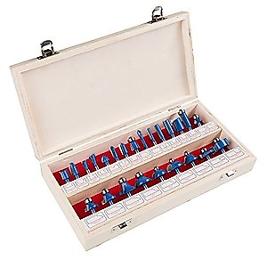 24-Piece Router Bit Set - Wood Routers Kit with 0.25-Inch Shank and Wooden Storage Case - Woodworking Tools for Home Improvements and DIY by Stalwart