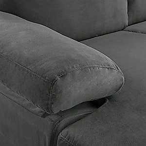Casa Andrea Milano llc Modern Large Velvet Fabric Sectional Sofa L Shape Couch with Extra Wide Chaise Lounge, Grey