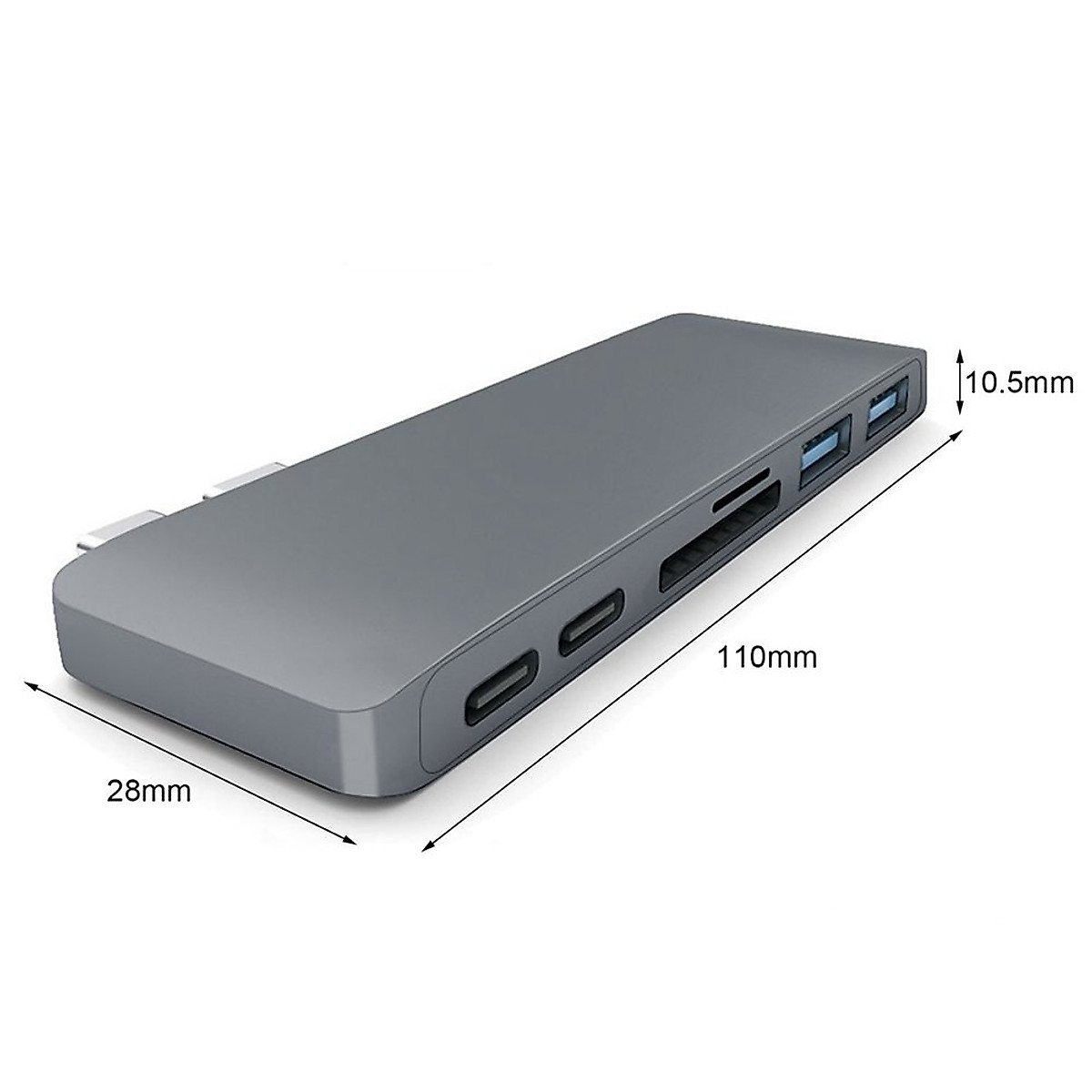 GAOHOU USB Type-C Hub 6-in-1 Dual Type-C Interface Converter Rapid Transmission Gray