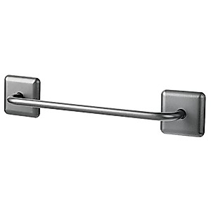 mDesign Stainless Adhesive Towel Holder - Space Saving Rack/Bar for Bathroom Wall, Door, or Cabinet - Holds Washcloths, Hand and Face Towels - Unity Collection - 2 Pack, Graphite Gray