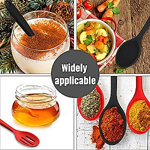 4 Pieces Silicone Cooking Spoons Set Silicone Serving Spoon Silicone Nonstick Mixing Spoons Slotted Spoons Large Nonstick Heat Resistant Spoons for Kitchen Cooking Bake Stir Draining Tool (Black)