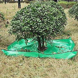 Landscape Tarp for Trimming with 12 inch Hole -Garden Tree Pruning Waterproof Tarp,Four Corners Has Corner Buckles Can Stand Up Fasten Around Trees and Shrubs