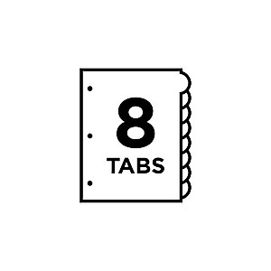 Avery 11201 Insertable Style Edge Tab Plastic Dividers, 8-Tab, Letter