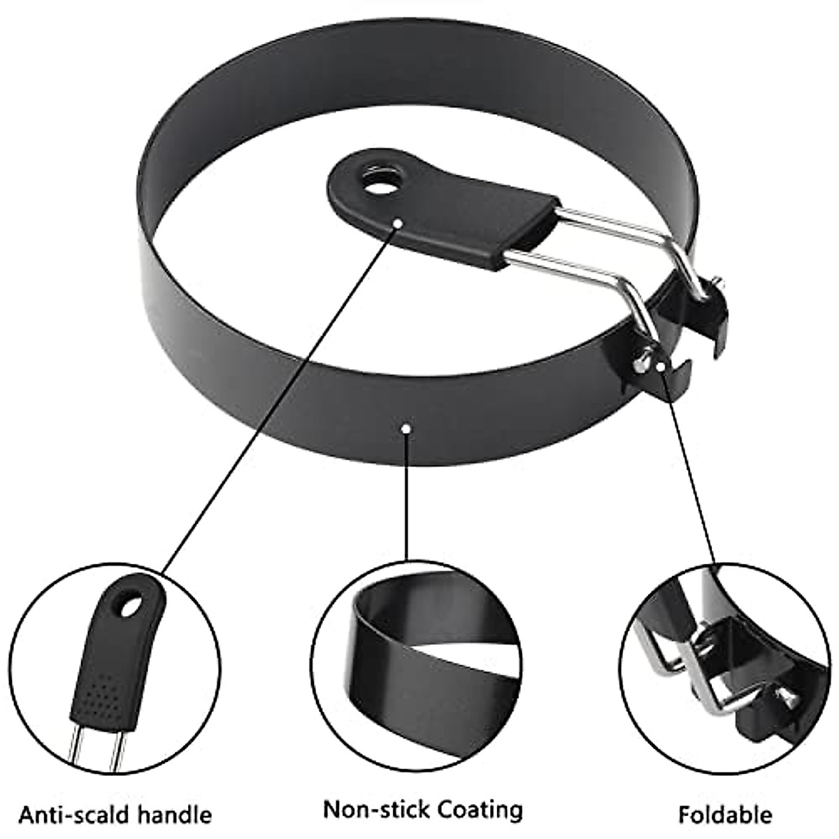 zeeooil Egg Rings 2 Pack Large 6 Inch Pancake Mold 2 Pack 3.5 Inch Stainless Steel Nonstick Egg Ring, Egg Mold for Frying Eggs (2 Packs 3.5"+2 Packs 6")