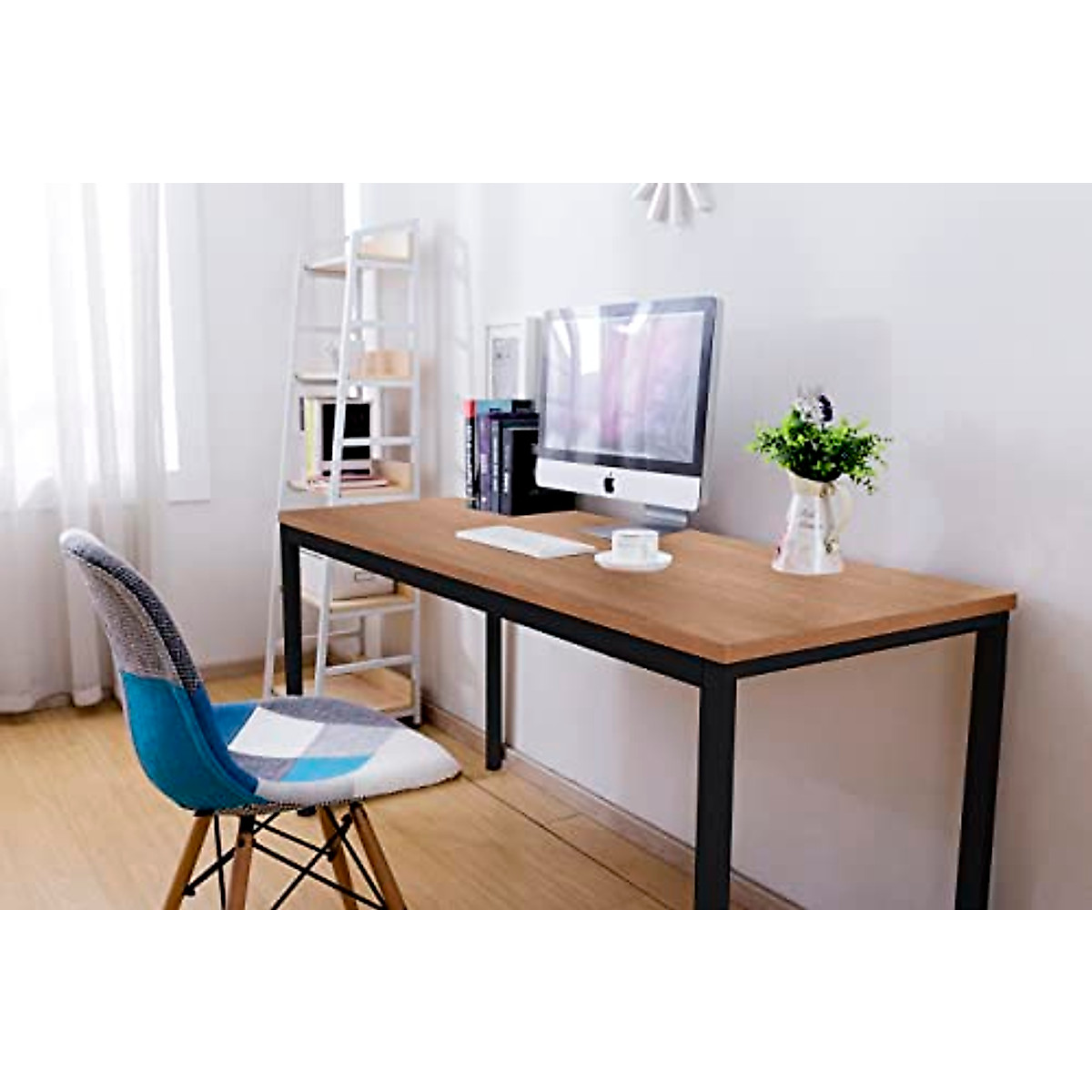 BIBOC 24X63 inches Computer Desk/Dining Table, Office Desk, Composite Wood Board Sturdy Writing Workstation for Home Office Walnut and Black Legs