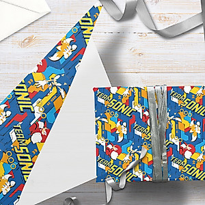 Danilo Sonic The Hedgehog Wrapping Paper, Two Sheet, Two Tags, Officially Licensed Gift Wrap, Recyclable, 70 x 50 when opened, multi-coloured