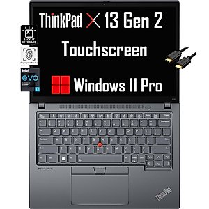 Lenovo ThinkPad X13 Gen 2 Business Laptop (13.3" FHD+ Touchscreen, Intel EVO Core i7-1185G7, 16GB RAM, 512GB PCIe SSD) Light Weight, Backlit, FP, Wi-Fi, Webcam, 3-Yr Warranty, IST Cable, Win 11 Pro
