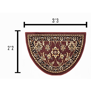 Great American Distributors Hearth Slice Fireplace Rug - Log Cabin Decor, Kitchen Carpet, Accent Rug, Fire Resistant Mat, Traditional Designs, 2'2" x 3'3" (Red/Black/Red)