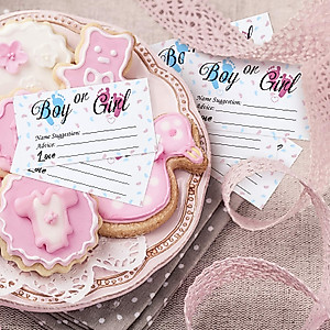 50 Pieces Gender Reveal Party Voting Cards, Boy or Girl Vote Gender Reveal Game Cards for Baby Shower Party Supplies, Blue and Pink, 3.5 x 2 Inches