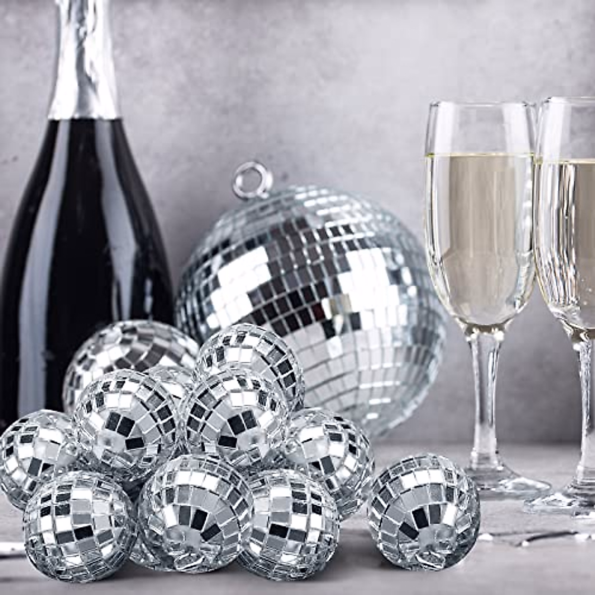 200 Pcs Disco Balls Ornament Mini Disco Balls Small Mirror Silver Hanging Decorations Reflective Disco Ball for 70s Disco Themed Party Christmas Tree Birthday Wedding (1.2 Inch)