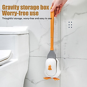 SBOJI Silicone Toilet Brush and Holder - Wall Toilet Wand Long Handle Toilet Cleaner Brush | Long Handle Silicone Toilet Bowl Brush Head with Soft Bristles for Wash Basin