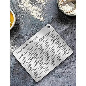 Magnetic Kitchen Conversion Chart - Professional Measurement Refrigerator Magnet, Stainless Steel, Conversions for Cups, Tablespoons, Teaspoons, Fluid Oz and Milliliters. (1 Pack)