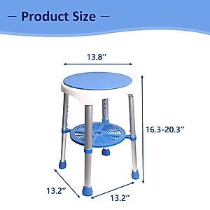 Swivel Shower Stool for Inside Shower-360 Degree Rotating Shower Chair with 5 Adjustable Height, Storage Tray, Anti-Slip Rubber Tips, Bath Chair Shower Bench Seat for Seniors Elderly, Handicap 300 LBS