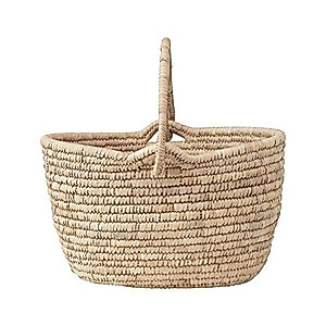 Creative Co-Op Hand-Woven Grass and Date Leaf Handle Baskets, Natural