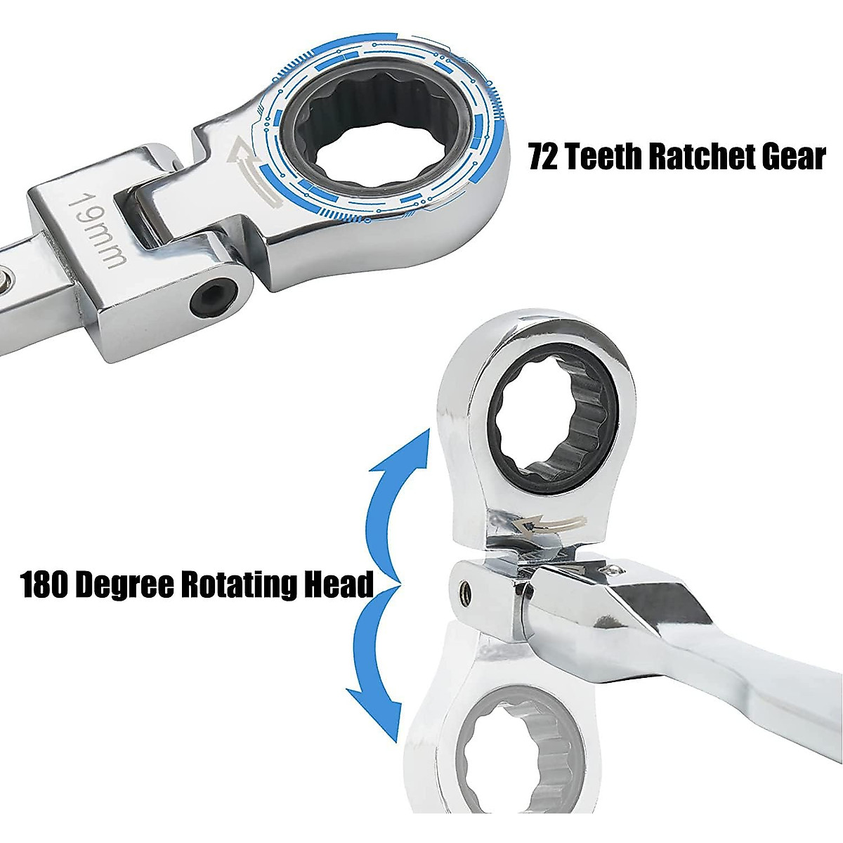 LSLANSOON 27 Pcs Flex Head Ratchet Wrench Set, 6mm-20mm Changeable Torx Ratchet Wrench Heads with Screwdriver Bits Multi Tool Set with Case