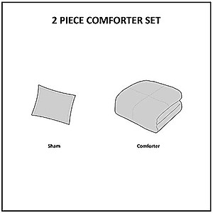 Madison Park Essentials Parkston Plaid Comforter, Matching Sham, 3M Scotchguard Stain Release Cover, Hypoallergenic All Season Bedding-Set, Twin/TwinXL, Grey, 2 Piece