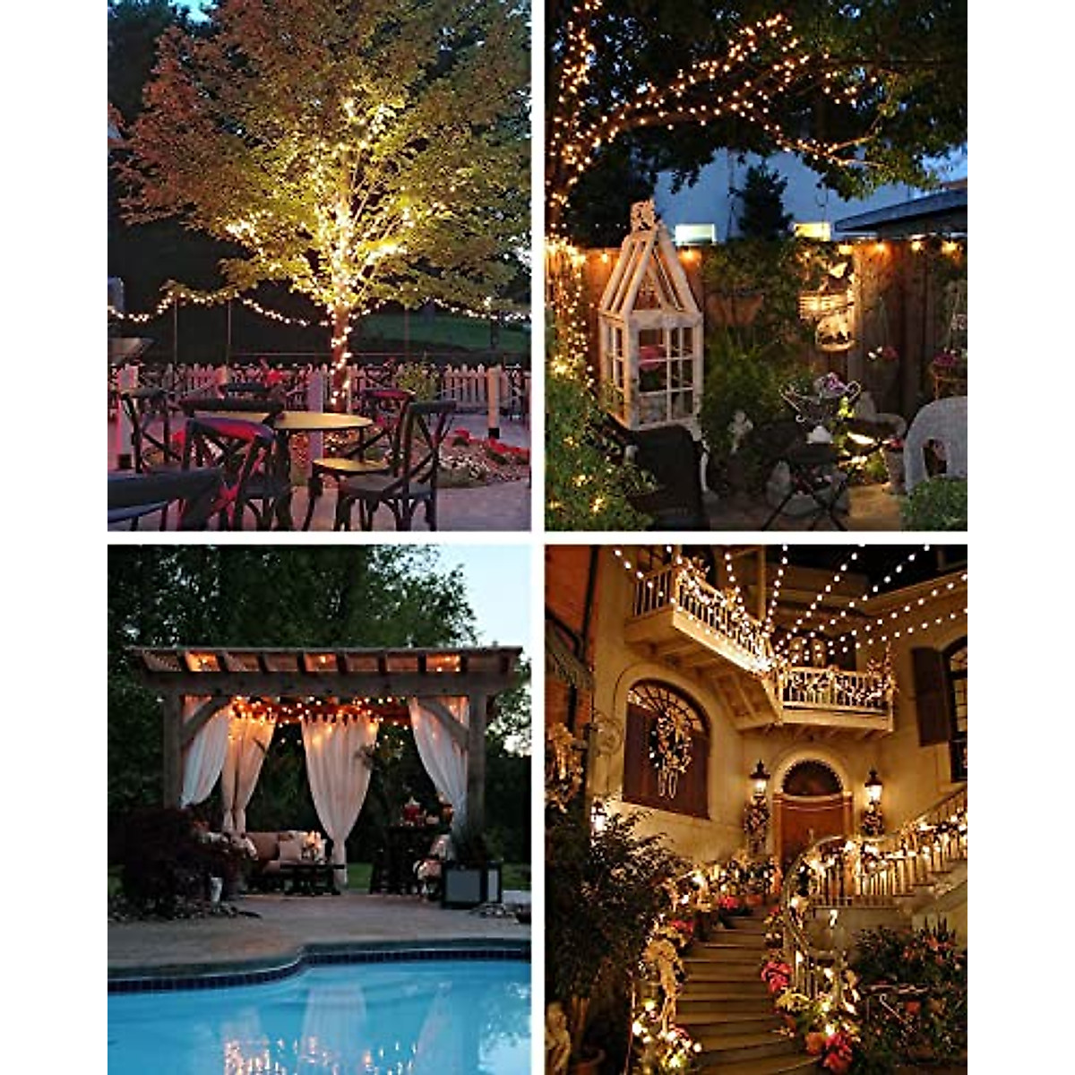 Solar String Lights Outdoor Waterproof - 66 Ft 120 LED Patio Globe Light Waterproof Solar Powered for Christmas Decor Garden Gazebo