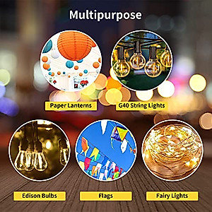 String Light Poles for Outside - 2 Pack Outdoor Patio Light Poles for Hanging String Lights, Patented Spiral Ground Anchor, Metal Backyard Garden Light Posts for Party Wedding Decorations