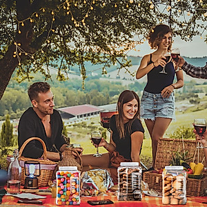 Ziliny 3 Pcs 1 Gallon Clear Plastic Jar with Lid Wide Mouth Square Screw Top Food Storage Containers, PET Plastic Empty Grip Jar Canisters for Candy Cookies Kitchen Food Safe(White Lid)