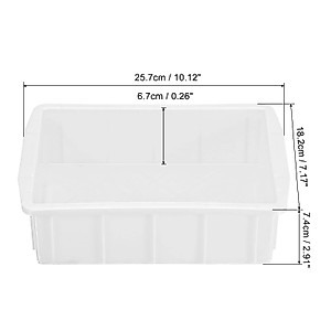 PATIKIL 10"x7"x3" Plastic Lab Tray, Rectangle Utility Stackable Box Crafts Organizer White for Tools Storage