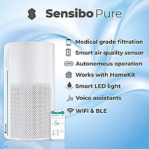Sensibo Pure - Smart WiFi Air Purifier Medical Grade True HEPA Carbon Filter. Compatible with iOS, Android, Alexa & Google Nest
