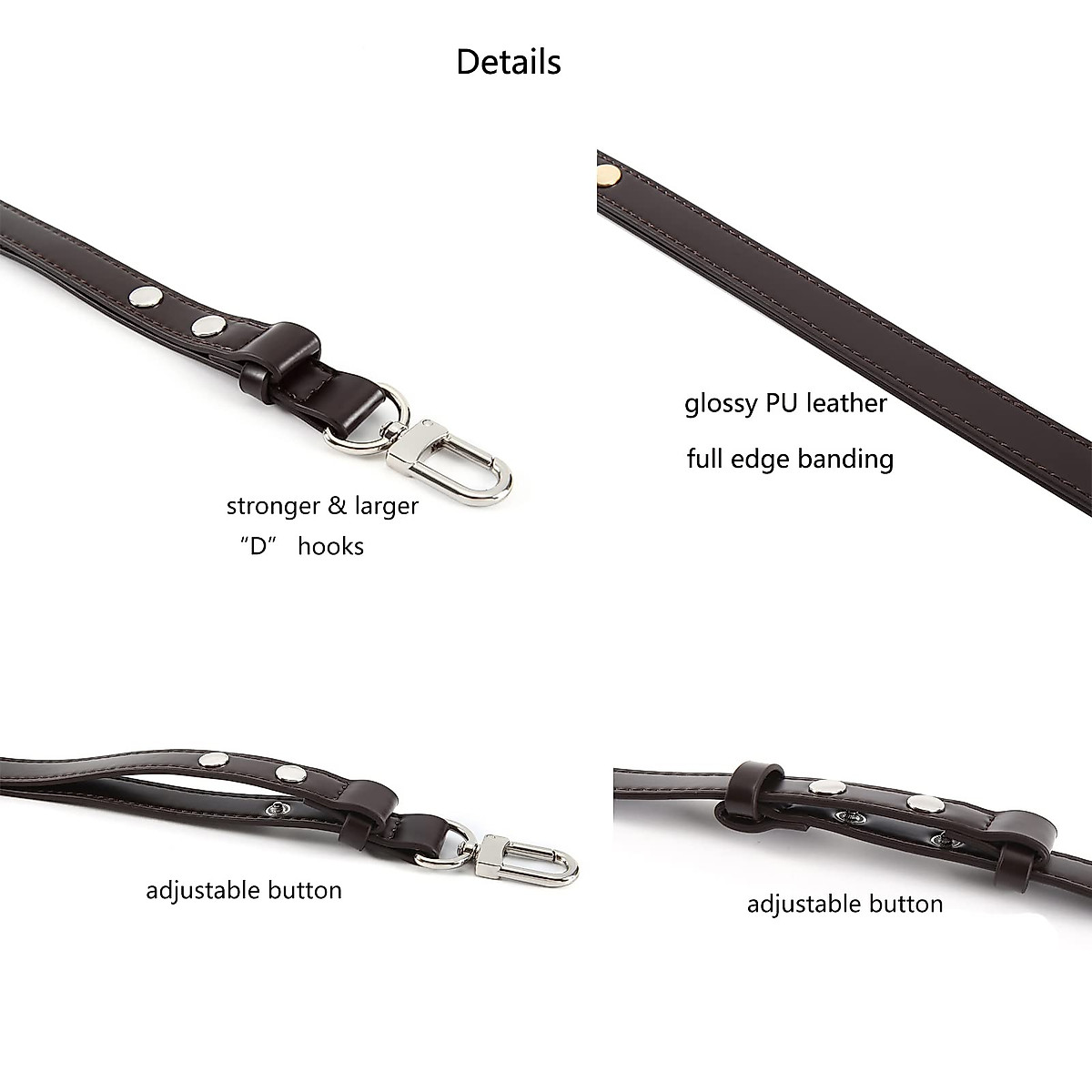 Xiazw Adjustable PU Leather Purse Handle Shoulder Crossbody Strap for Handbag Bucket Bag (Black - Silver)