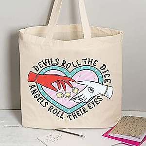 TOBGB Album Inspired Tote Bag Romantic Songs Lyrics Gifts Singer Fans Tote Lyrics Gifts Gifts for Music Lovers (Devils Roll Tote)