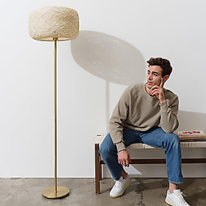 Brightech Rowan Elegant Floor Lamp – Modern Unique Thread Shade Matches Boho, and Mid-Century Décor – Free Standing LED Light for Living Rooms and Bedrooms – Tall Indoor Lamp Gets Compliments - Brass