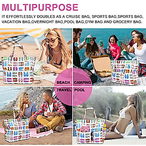 Waterproof Beach Tote Pool Bags for Women Ladies Extra Large Gym Tote Carry On Bag With Wet Compartment for Weekender Travel (slipper)