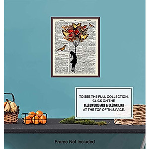 Banksy Wall Art - Butterfly Wall Decor for Women - Banksy Poster - Little Girls Bedroom Decor - Butterfly Wall Art - Dictionary Art