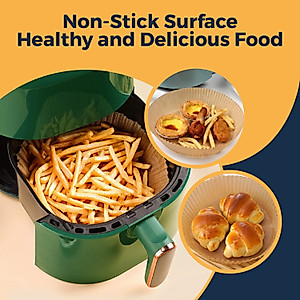 Air Fryer Disposable Paper Liner- 100 Pcs Non Stick Parchment Paper Liner for Air Fryer - Lodgisity Water Proof,Oil-Proof Liners for Baking, Roasting And Microwave (6.3 in x 1.7 in)