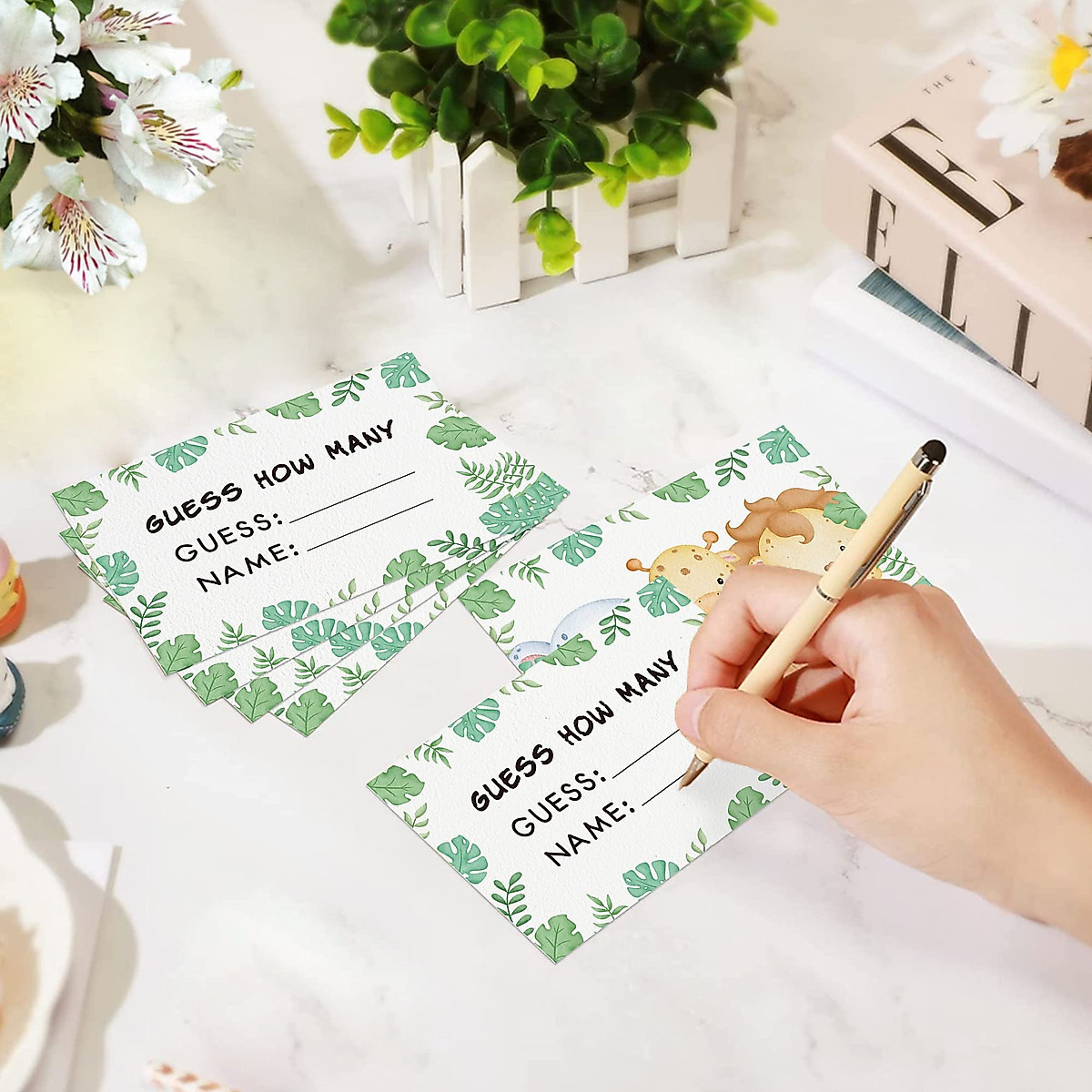 Guess How Many Animal Crackers are in the Jar with Box, 50 Guess how Many Game Cards for Baby Shower, Special Shower Game Ideas, Baby Shower Decorations for Boy and Girl