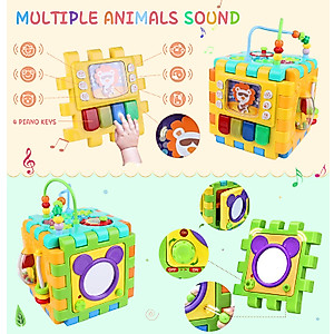 BBLIKE Baby Activity Cube for Toddlers, 6 in 1 Multipurpose Activity Play Center, Educational Toy for 1 2 3 Years Old Boys and Girls