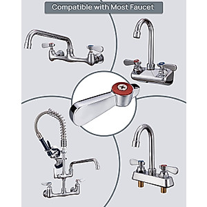Phivan Commercial Faucet Parts Kitchen Faucet Handle Replacement Kit - Lever Handles 0.43" Round Stem Hole Fits Most 3/8" Shaft, Ideal for Kitchen, Laundry, Restaurant, and Industrial Use (Red)